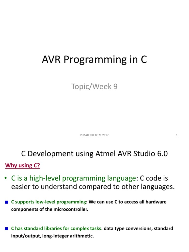 Topic 9 Avr Programming In C Ismail Fkeutm 2018 Pdf Control Flow Pointer Computer 