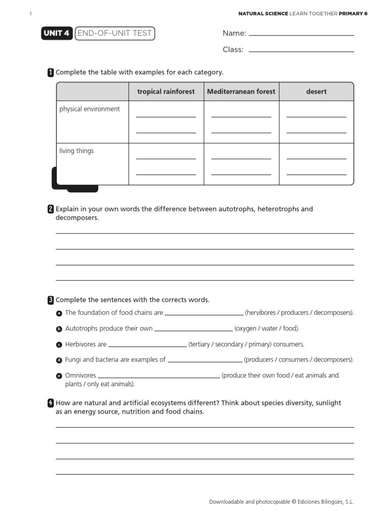 05.end of Unit Test U4 | PDF | Plants | Herbivore