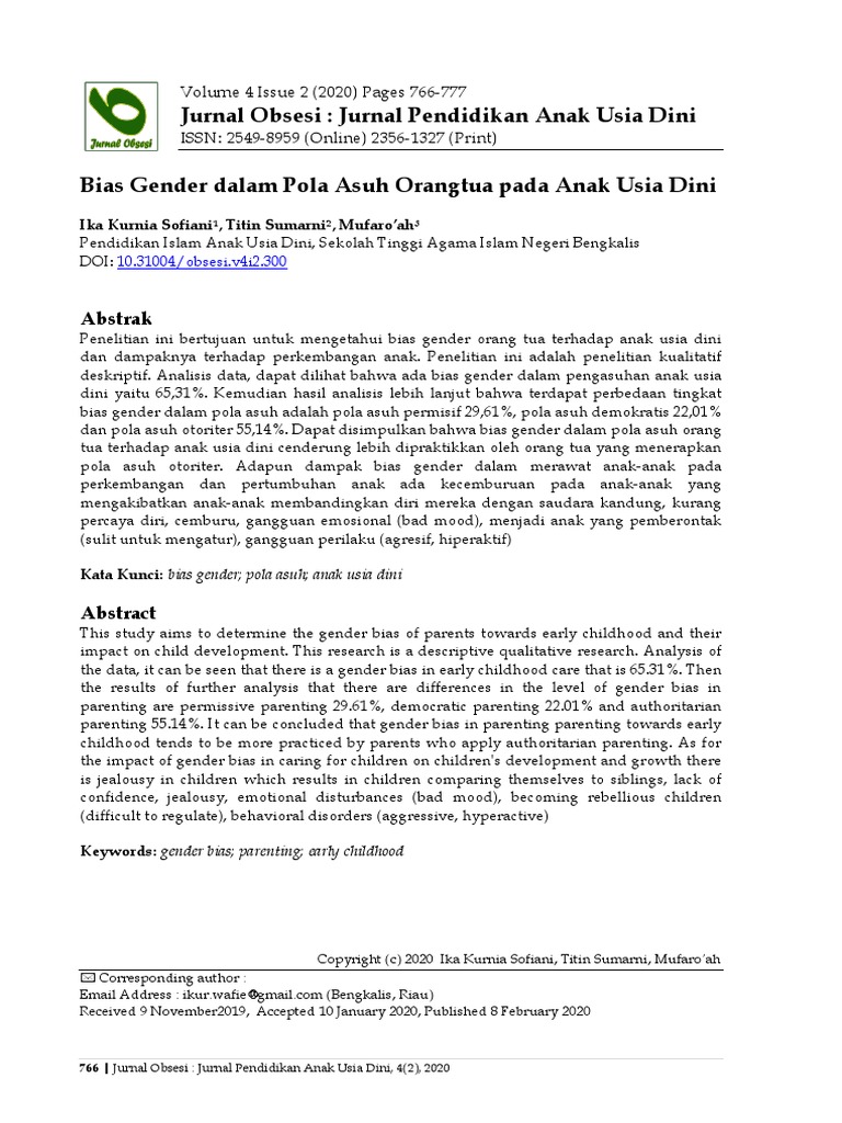 Bias Gender Dalam Pola Asuh Orangtua Pada Anak Usi | PDF
