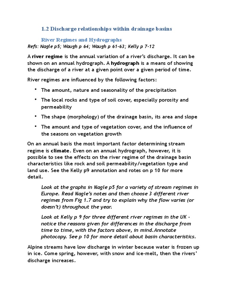Understanding River Regimes and Hydrographs | PDF | Discharge ...