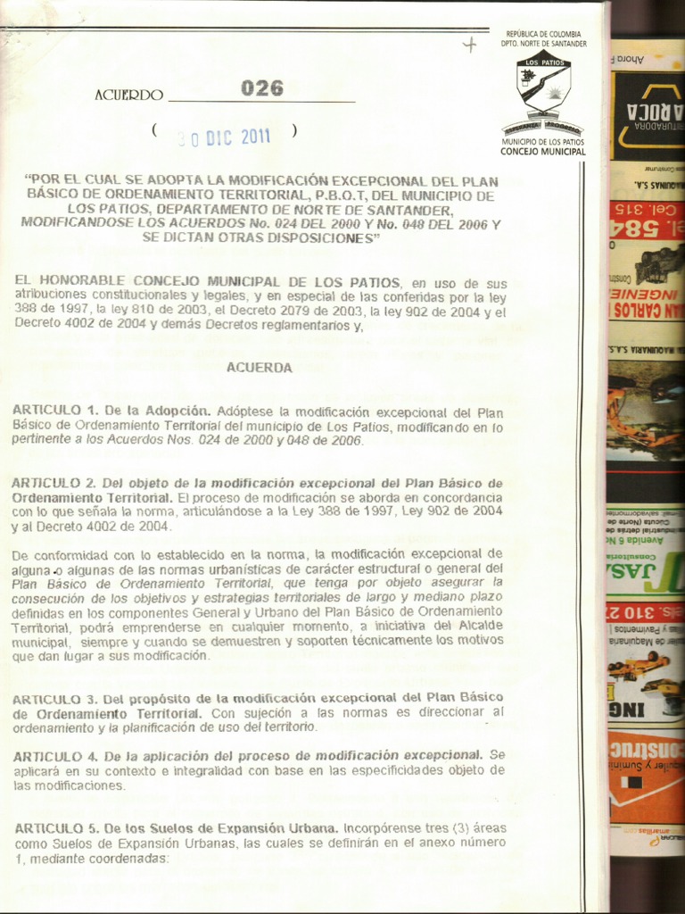 Acuerdo 026 2011 | PDF