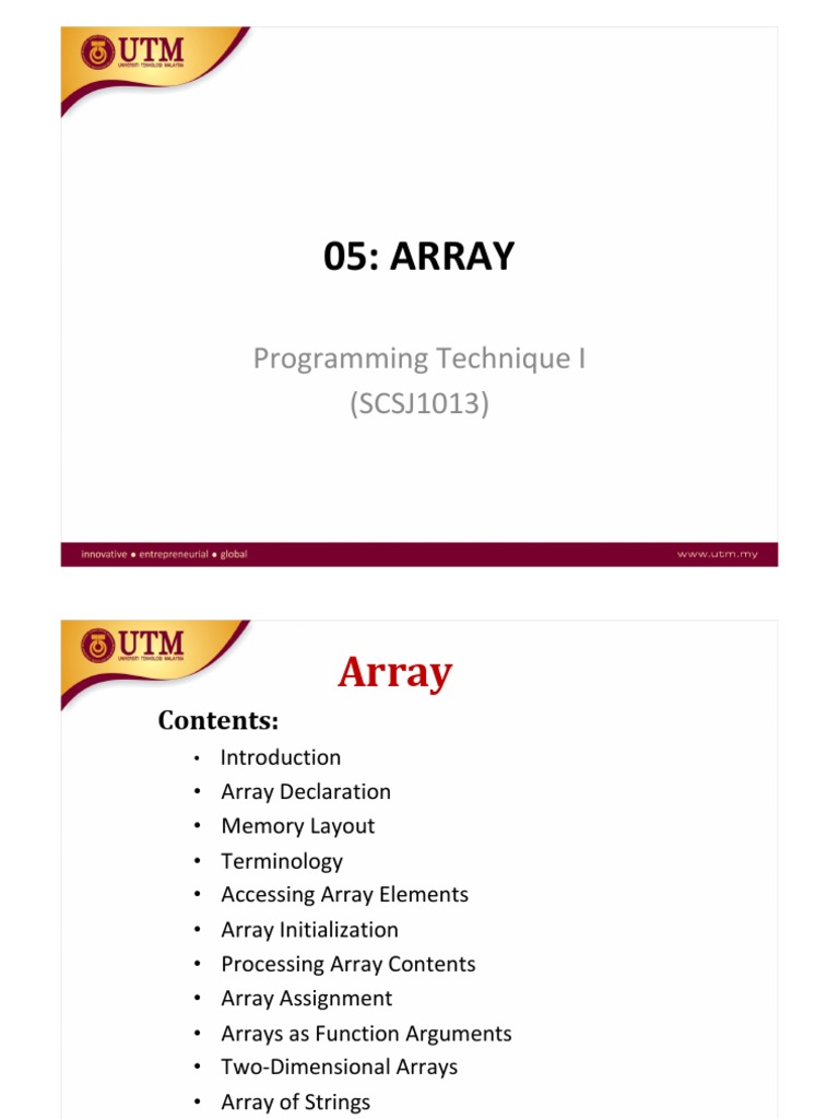 05 Array Pdf Array Data Structure Parameter Computer Programming