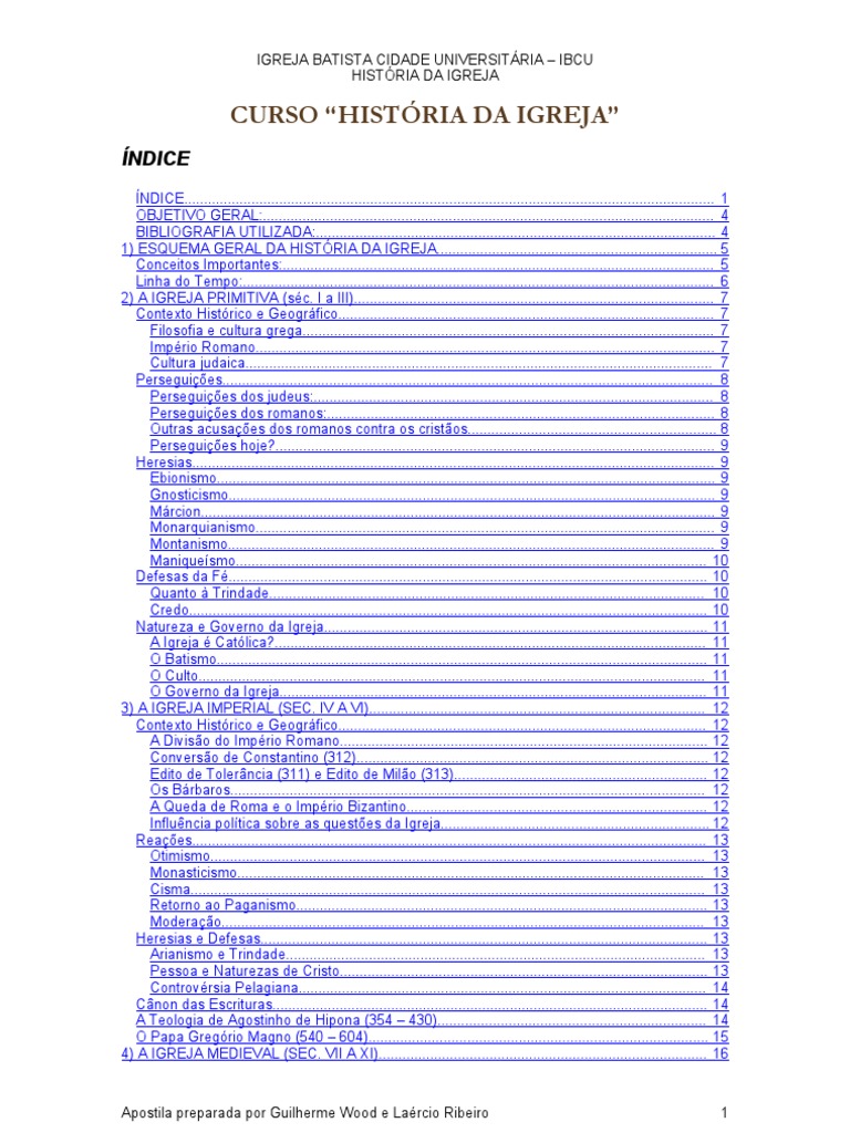 Apostila Historia Igreja | PDF | Igreja católica | Heresia