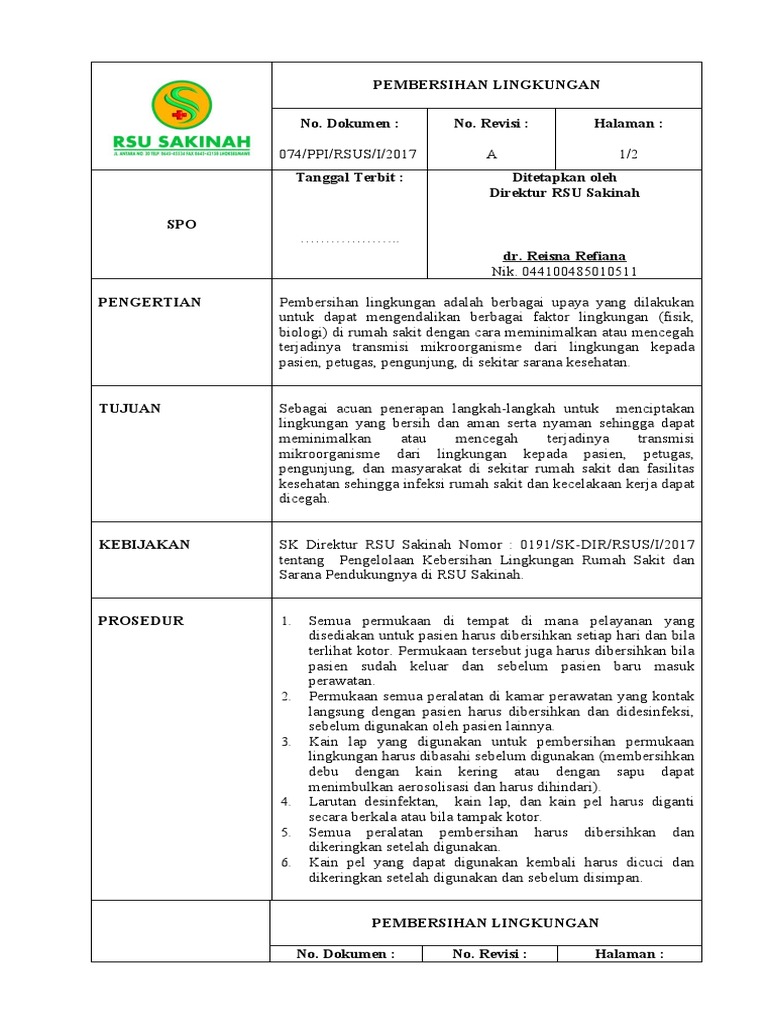 Spo Pembersihan Lingkungan | PDF | Sains & Matematika