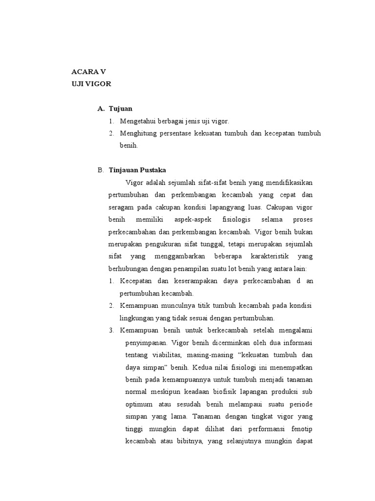 Uji Vigor Benih: Metode dan Faktor | PDF