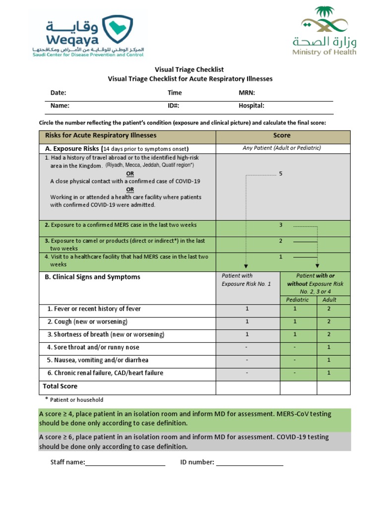 Visual Triage Checklist for Respiratory Illnesses | PDF | Health Care ...