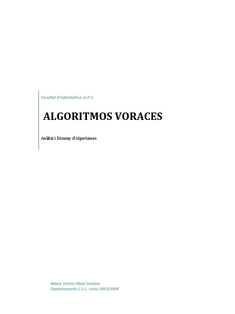 Algoritmos Voraces | PDF | Teoría de grafos | Programación dinámica