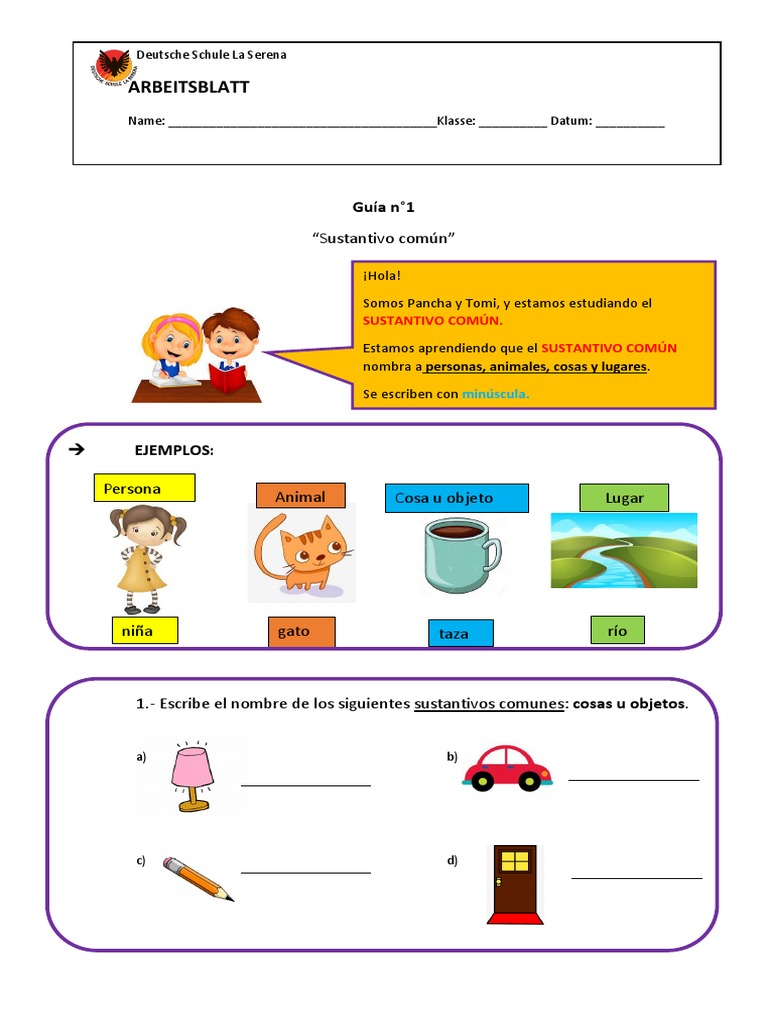 Guía N°1 El Sustantivo Común | PDF
