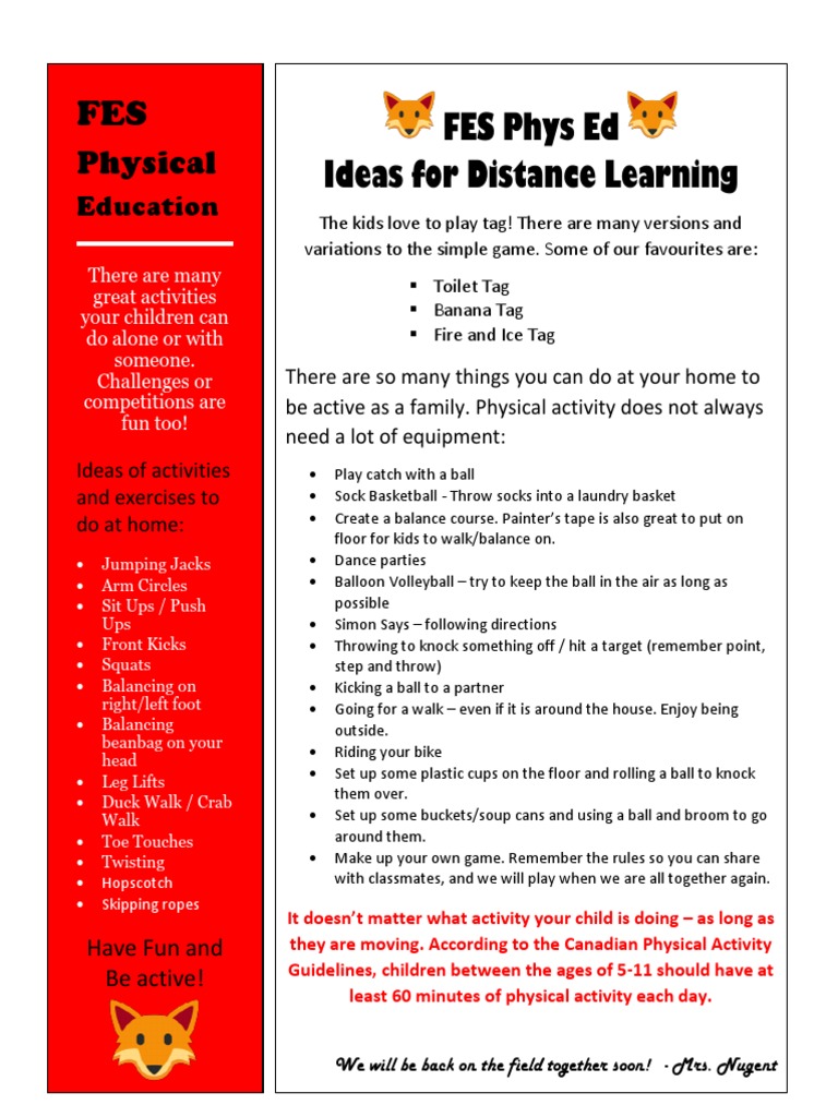Fes Phys Ed Distance Learning | PDF | Sports | Recreation