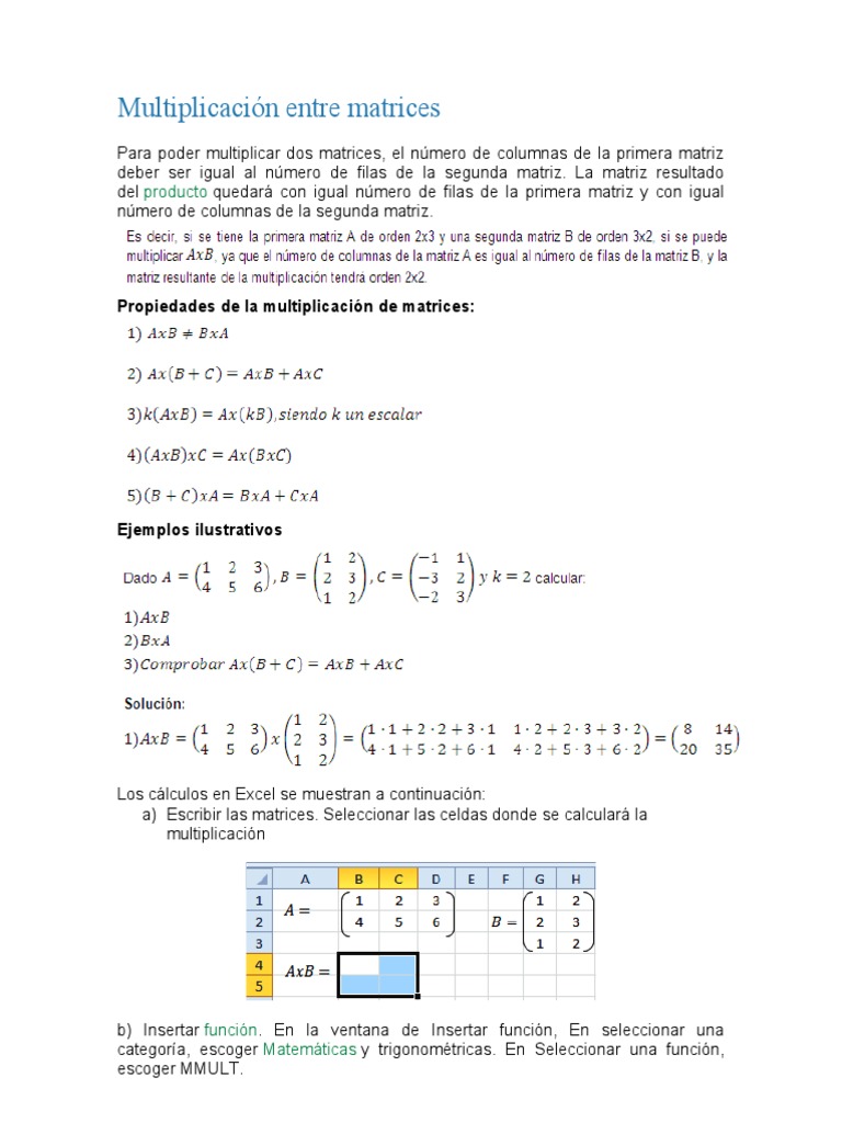 Cómo calcular matrices y su inversa utilizando Excel | PDF | Matriz ...