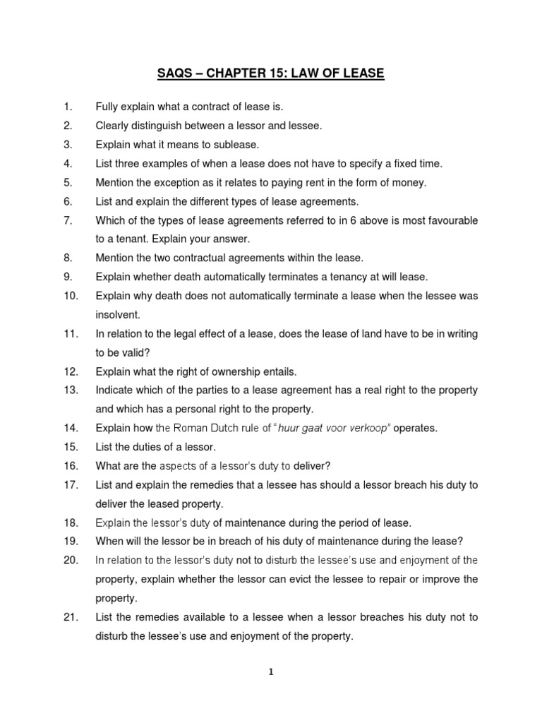 Law of Lease: Key Concepts Explained | PDF | Lease | Leasehold Estate