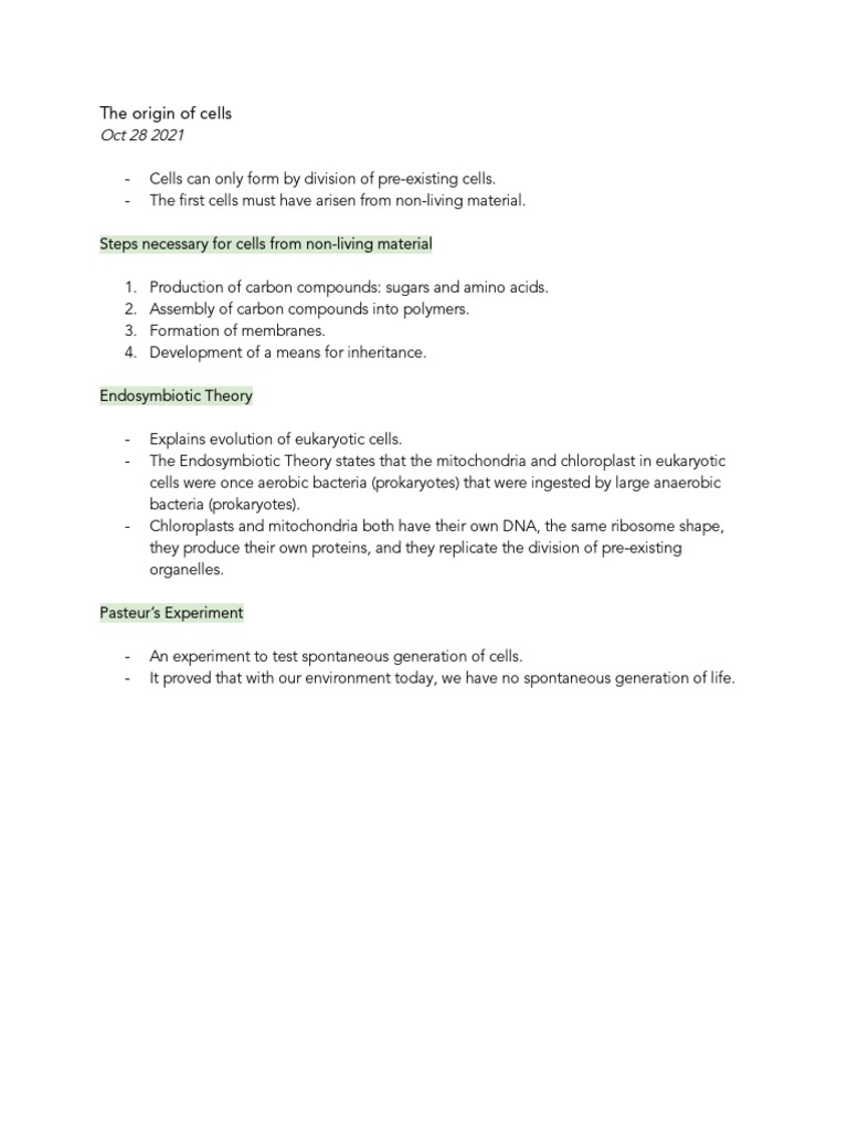 The Origin of Cells | PDF