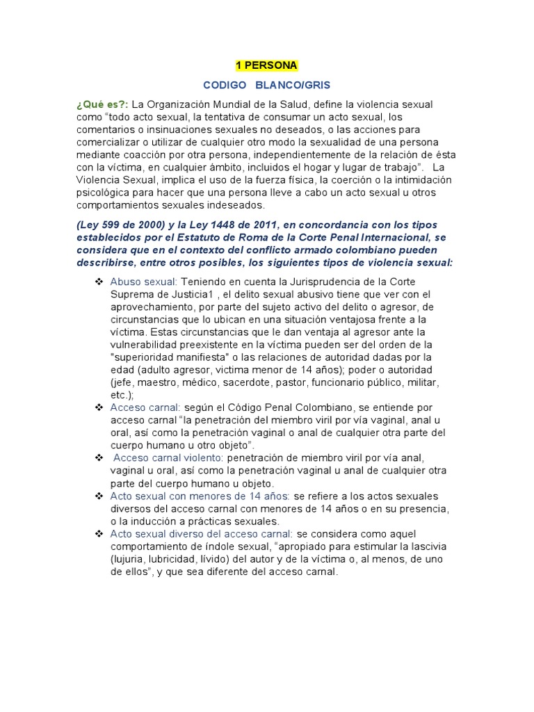 Codigo Blanco | Descargar gratis PDF | Control de la natalidad | Violencia