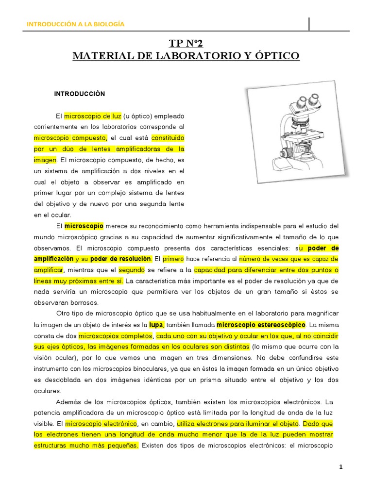 TP Nº2 Material de Laboratorio y Óptico | PDF | Microscópio electrónico ...