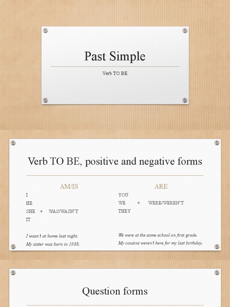 Past Simple of Verb To Be | PDF