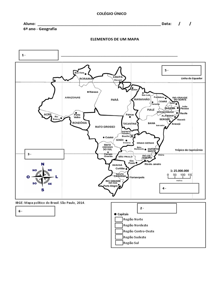 Atividade Elementos Do Mapa 6 Ano | PDF