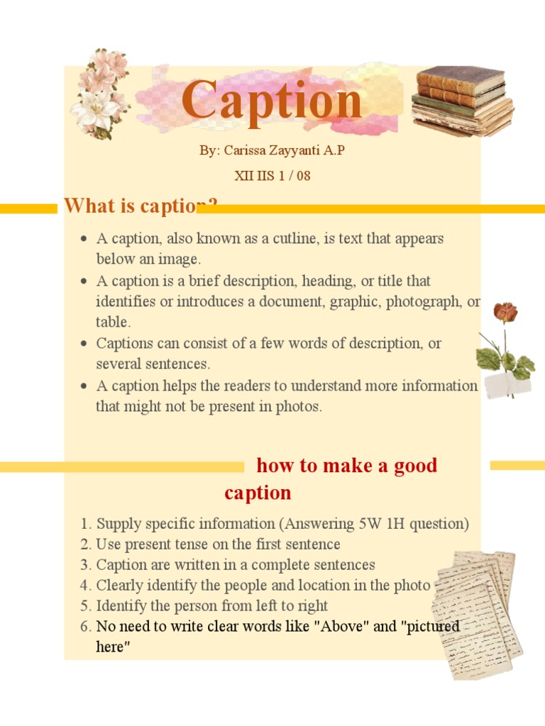What Is Caption? | PDF | English Language | English Grammar