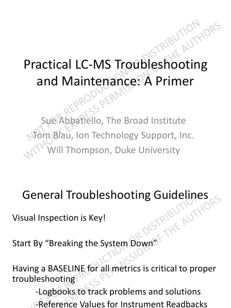 Practical LC-MS Troubleshooting and Maintenance: A Primer | PDF | Mass ...