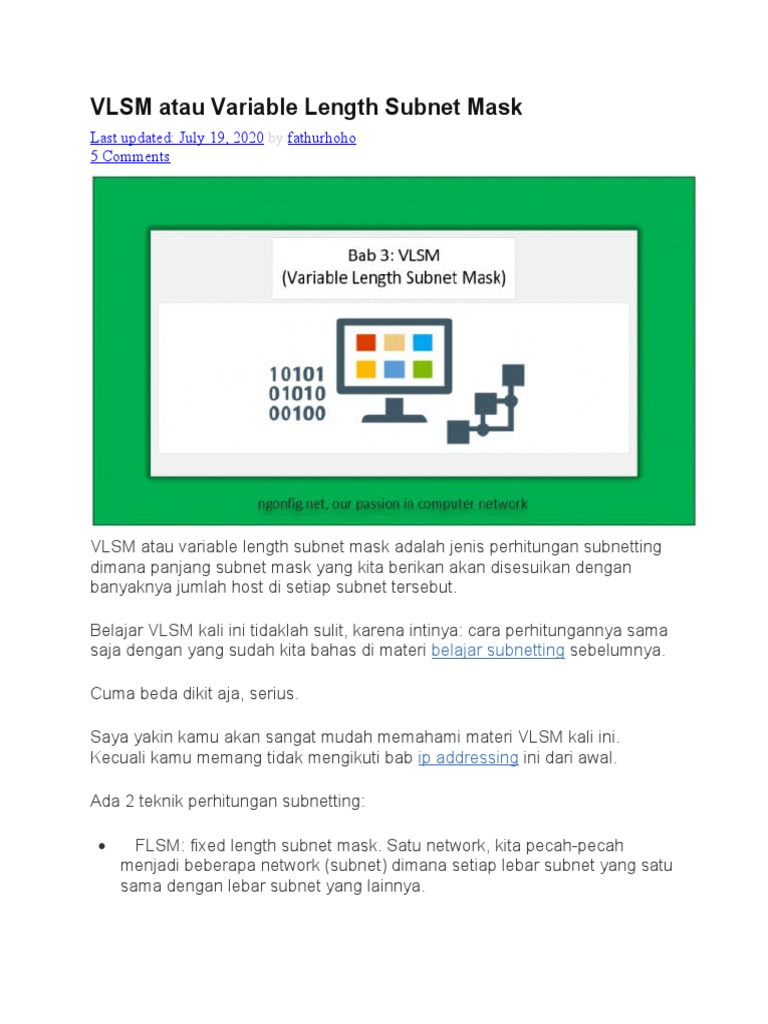 VLSM Atau Variable Length Subnet Mask | PDF