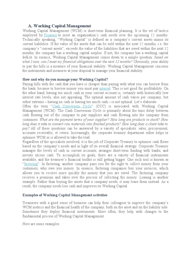 Working Capital Management | PDF | Working Capital | Inventory