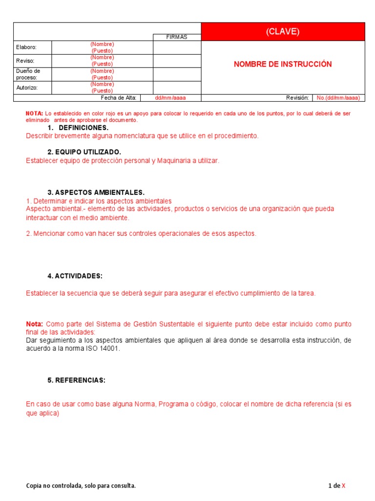 Formato para Instruccion de Trabajo | PDF