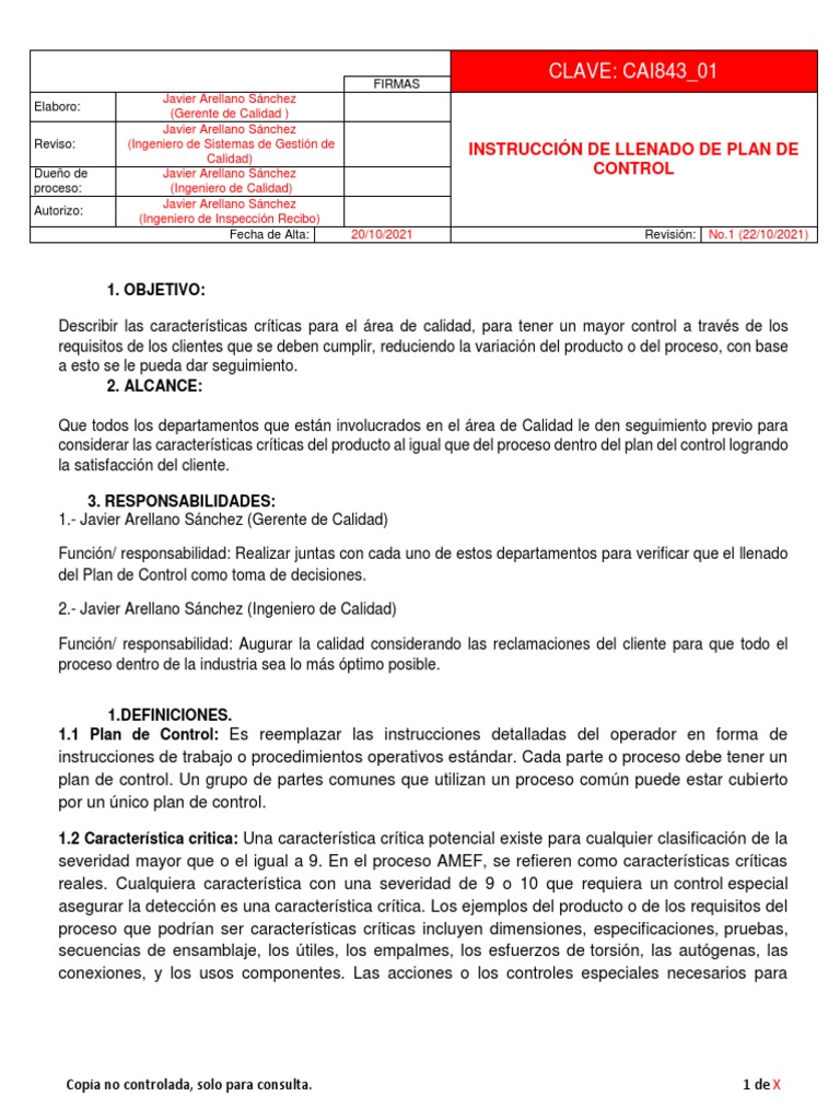 Formato para Instruccion de Trabajo - JAS - 9°C | PDF | Calidad ...