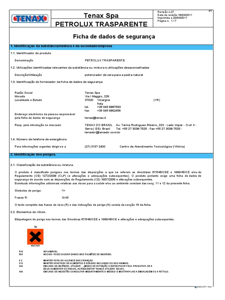 PT Petrolux Trasparente | PDF | Desperdício | Embalagem e rotulagem