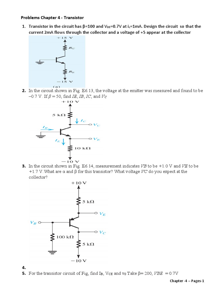 Problems-Chapter-4 - Contents | PDF | Bipolar Junction Transistor ...