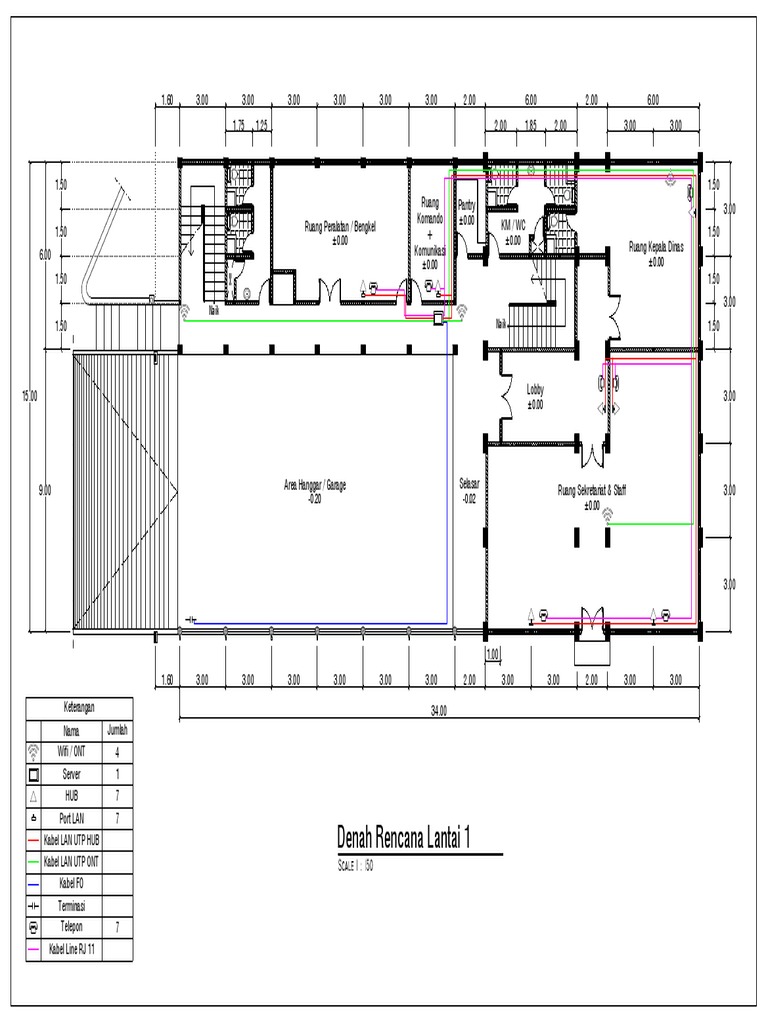 Floor Plan Layout for Government Office Building Showing Network ...