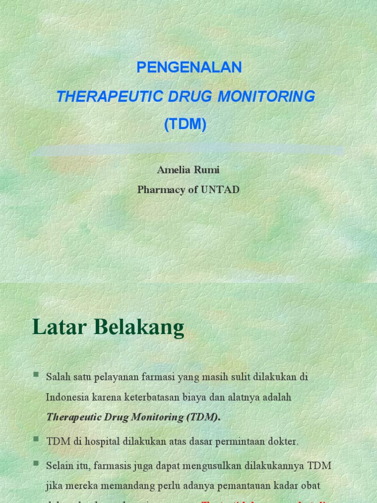 Therapeutic Drug Monitoring: Pengenalan (TDM) | PDF