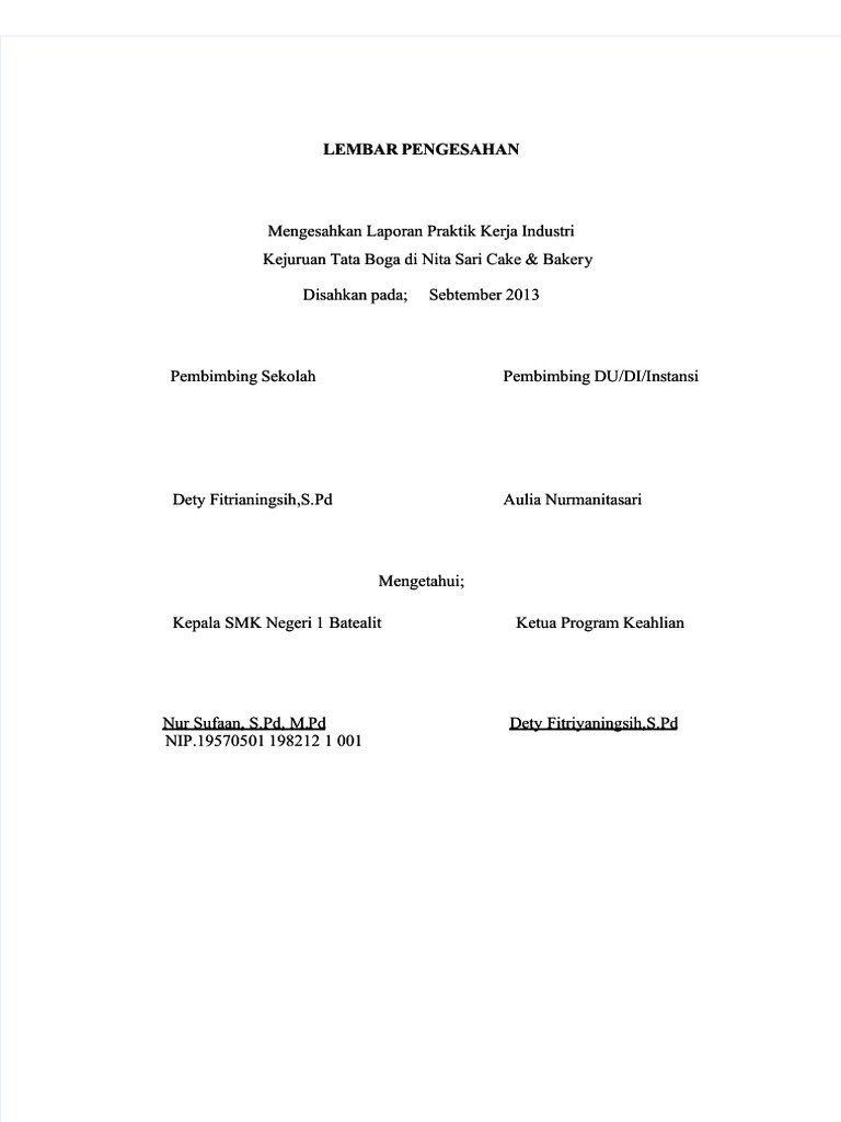 Laporan Prakerin Tata Boga | PDF | Pengelolaan Keuangan & Uang