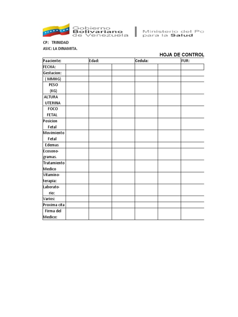 Hoja Control de Embarazada | PDF