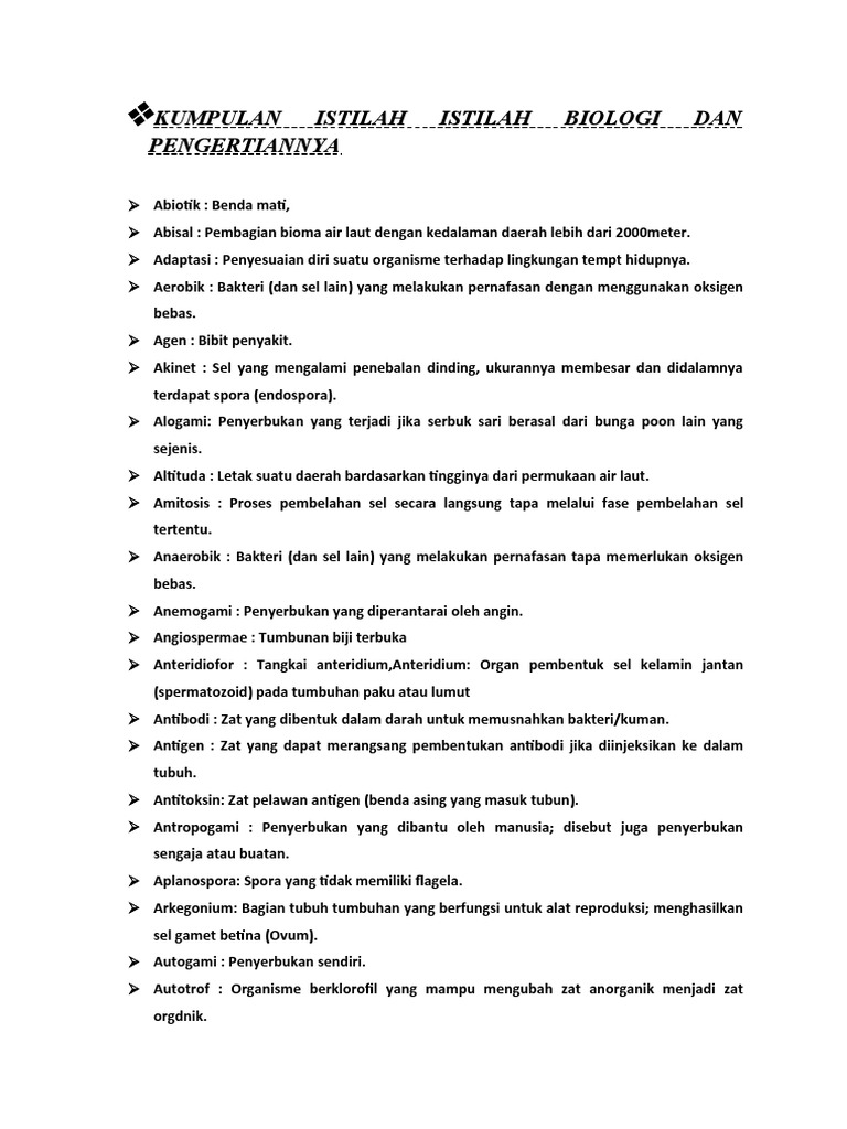Kumpulan Istilah Istilah Biologi - MUHAMAD REDHA | PDF