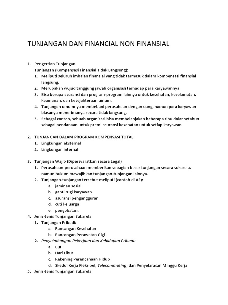 Tunjangan Finansial dan Nonfinansial | PDF | Karier & Perkembangan ...