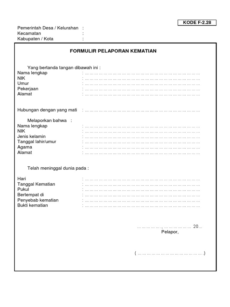 DEATH REPORT FORM | PDF