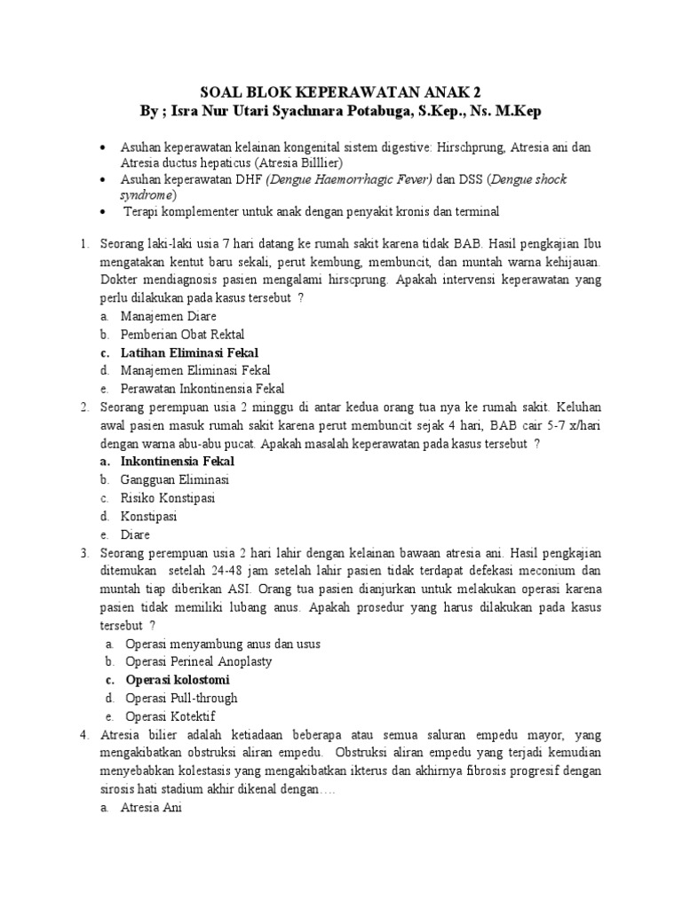 Soal BLOK Kep ANAK 2 | PDF