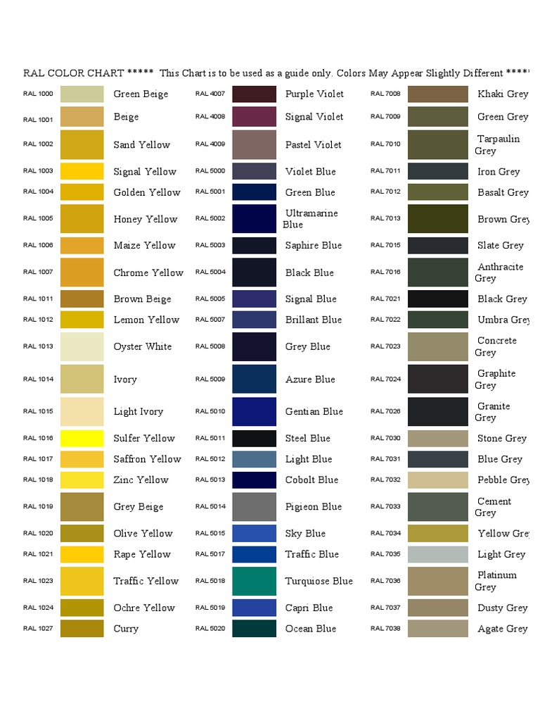 Ral Color Chart | PDF | Blue | Green