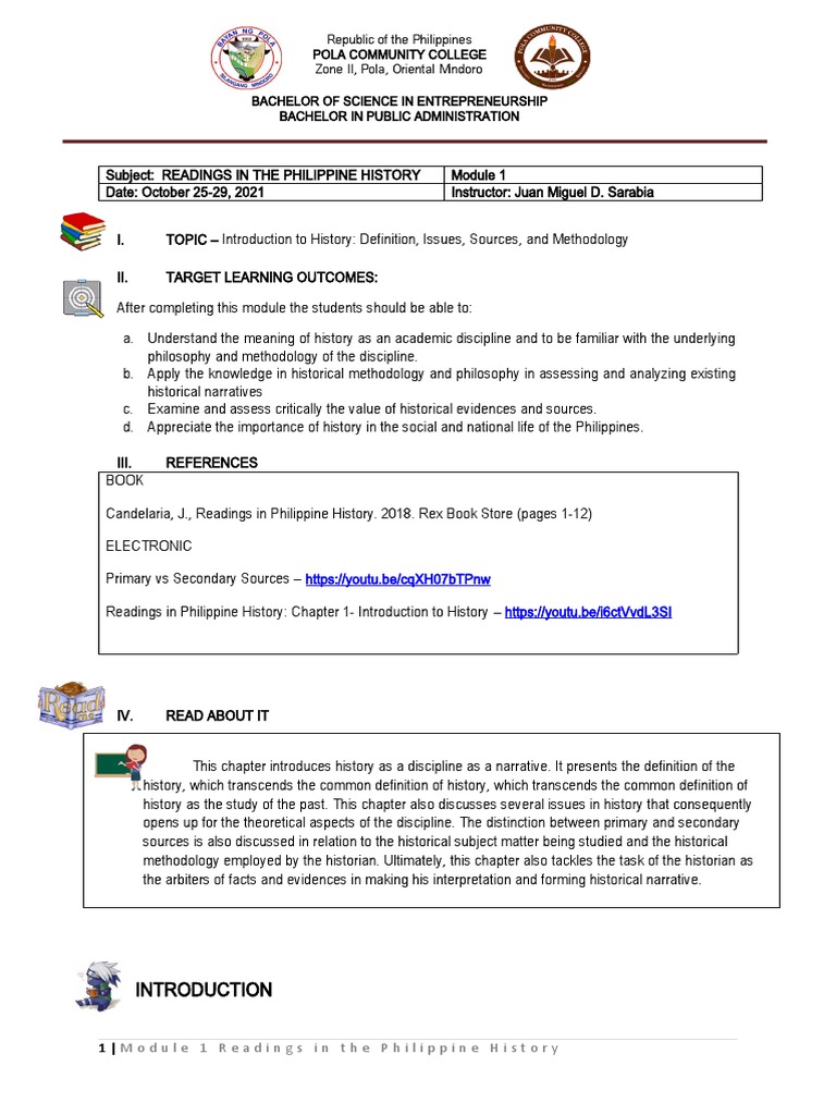 Module 1 | PDF | Primary Sources | Historiography