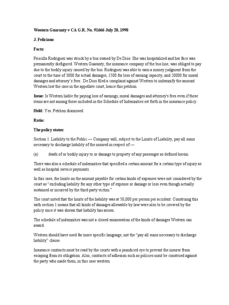 Insurance Liability in Bus Accident | PDF