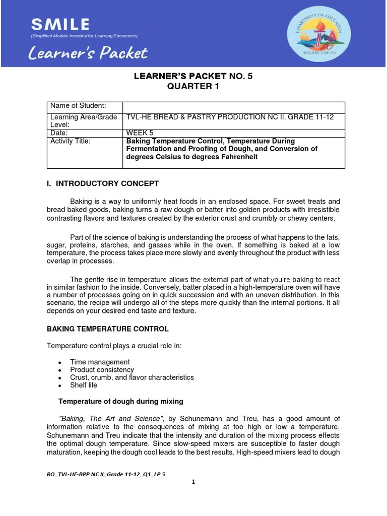 Lp5 Ro TVL He BPP Ncii Grade 11 12 q1 Edited | PDF | Breads | Dough