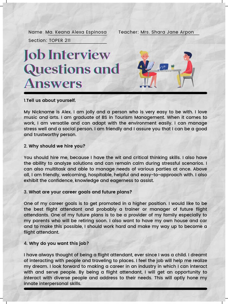 Espinosa - Job Interview Q&A | PDF | Airlines | Job Interview