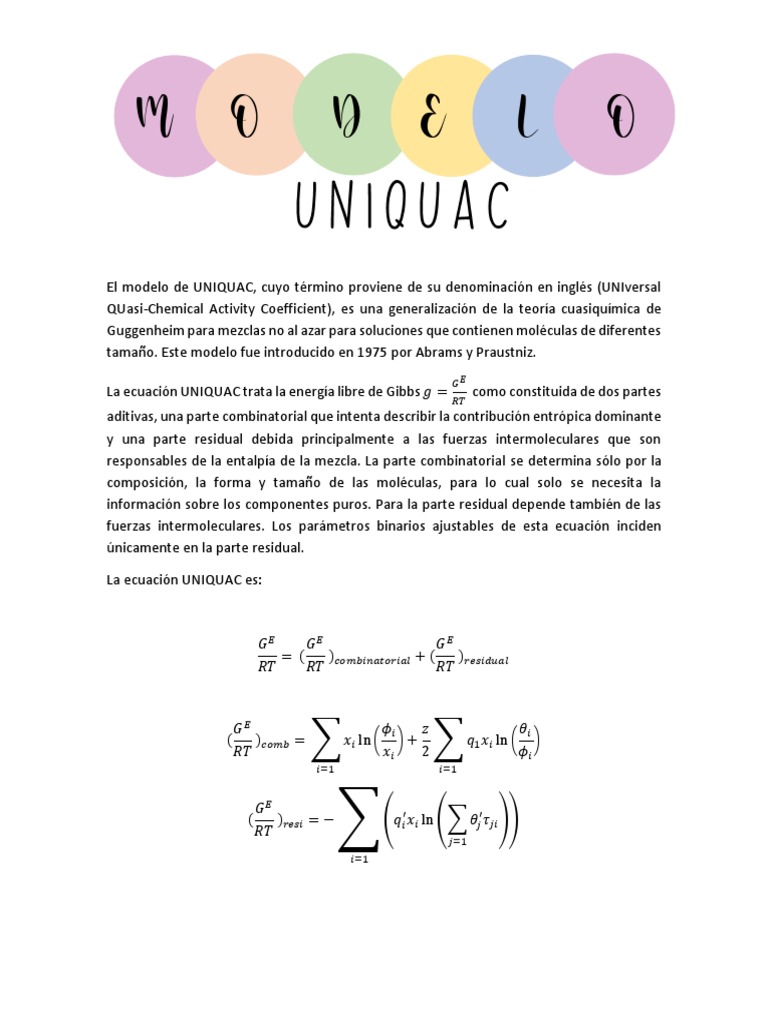 Modelo Uniquac | PDF | Física | Termodinámica