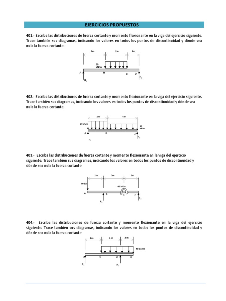 Ejercicios Vigas | PDF | Doblar | Ingeniero civil