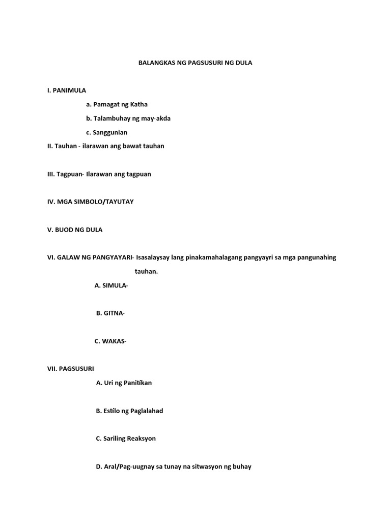 Format Sa Pagsusuri NG Dula | PDF