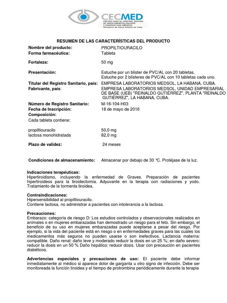 01 281 15mc - Propiltiouracilo | PDF | Especialidades Medicas ...