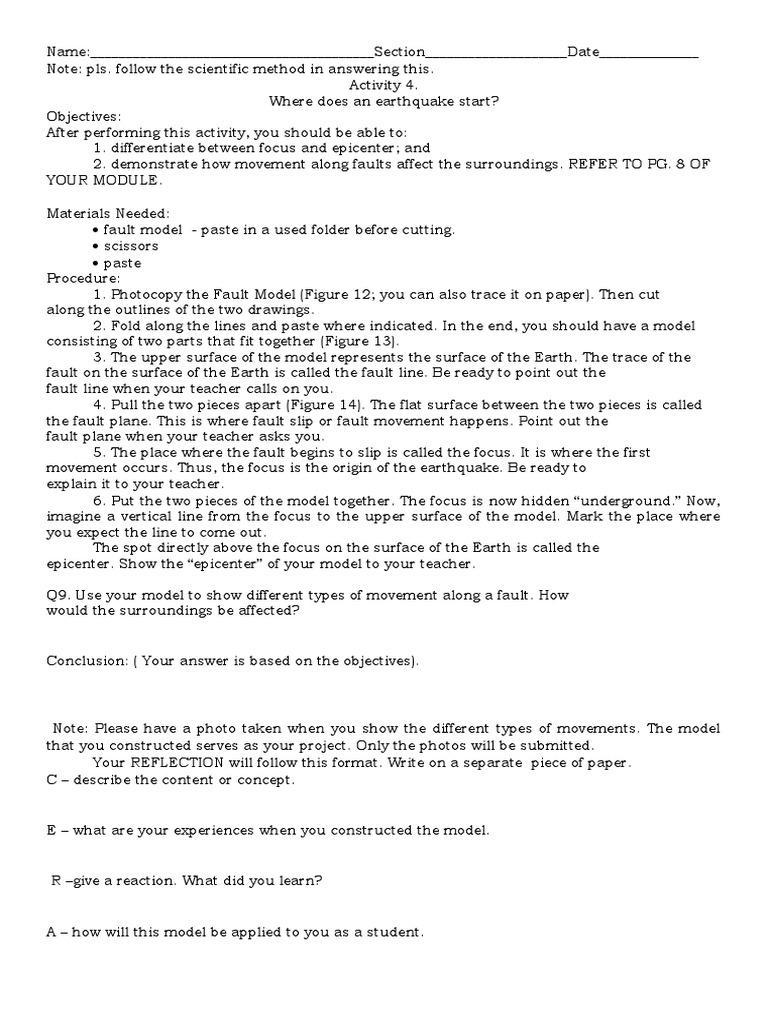 Fault Model For G8 2020 21 1 | PDF | Fault (Geology) | Earthquakes