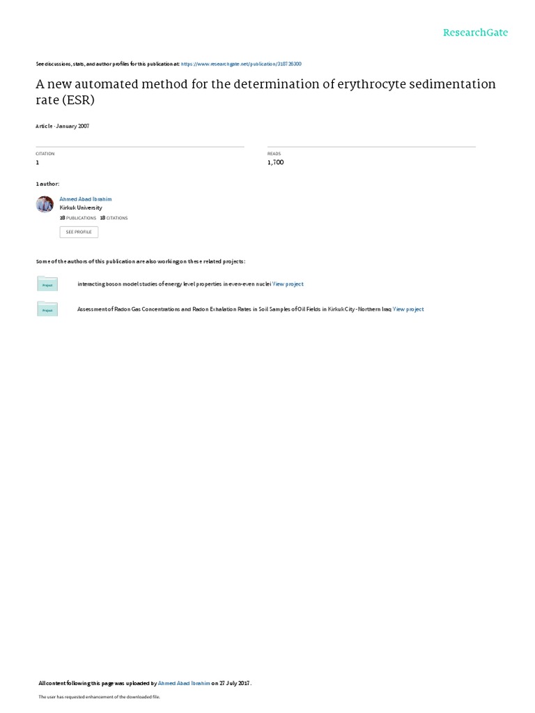 A New Automated Method For The Determination of Erythrocyte ...