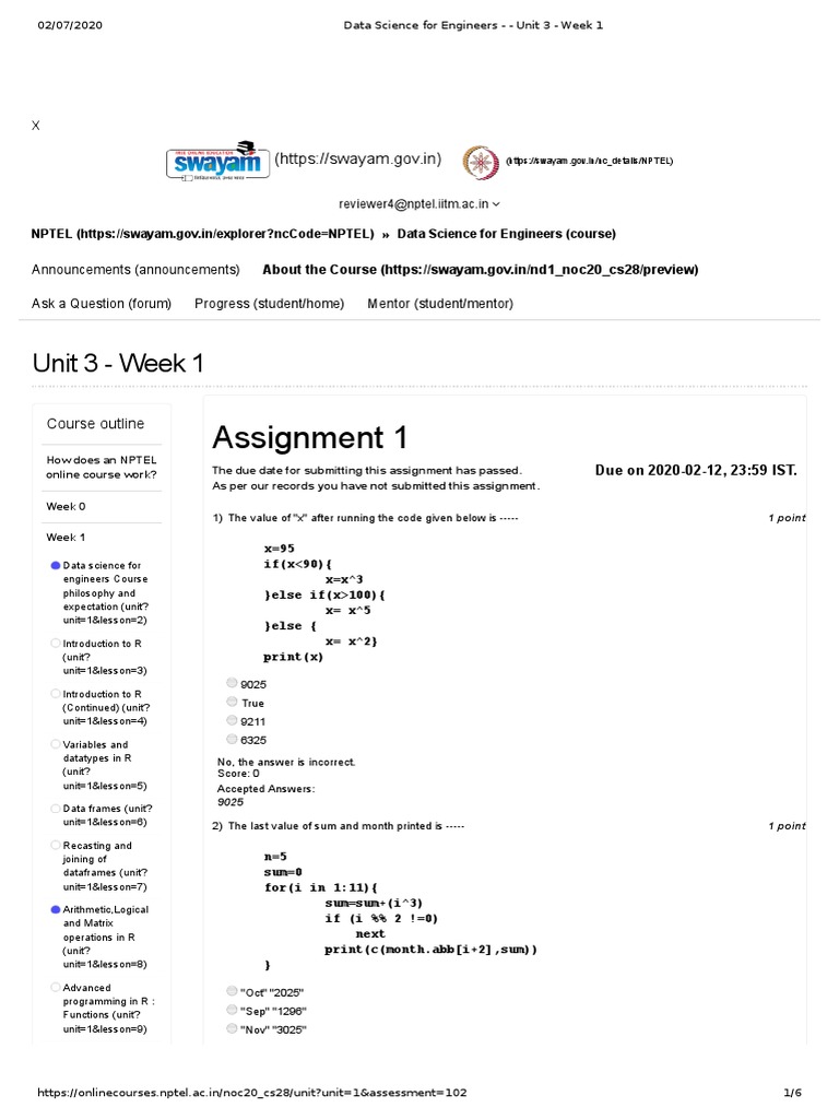 Noc20-Cs28 Week 01 Assignment 01 | PDF | Matrix (Mathematics ... Noc20-Cs28 Week 01 Assignment 01 | PDF | Matrix (Mathematics ...