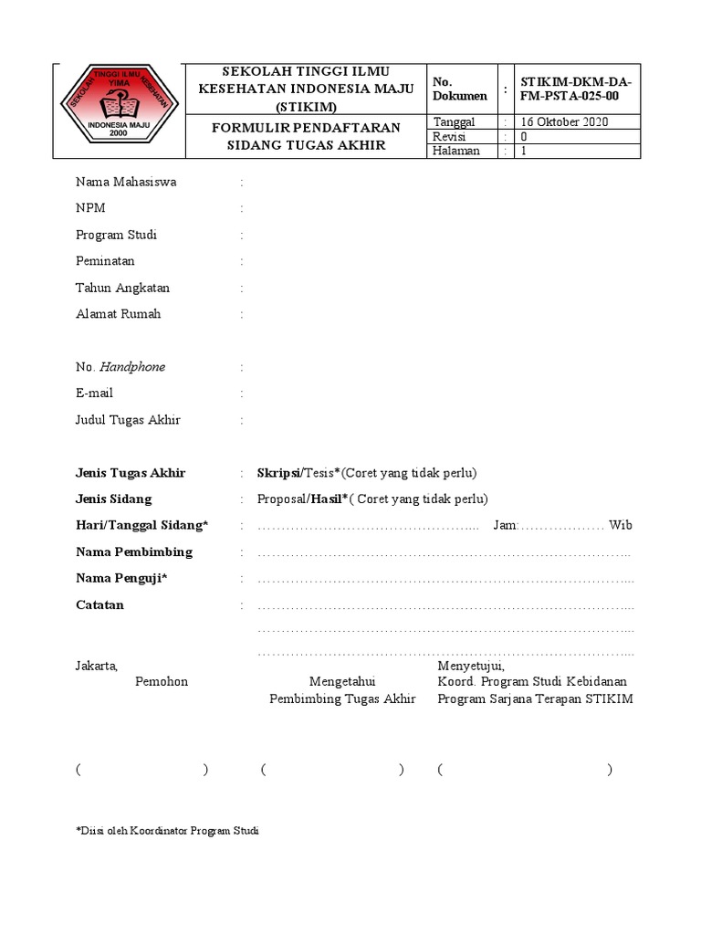 Form Sidang Skripsi Pdf