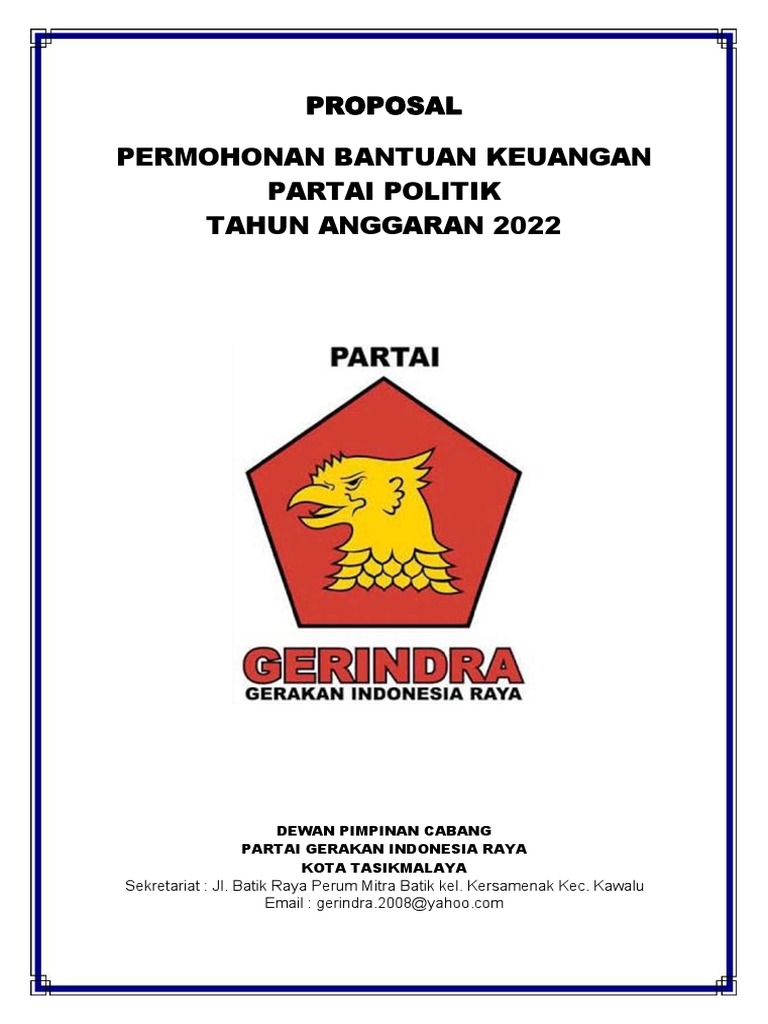 Proposal Bantuan Keuangan Parpol 2022 | PDF